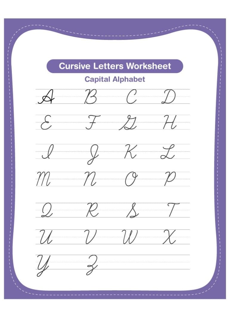 Cursive Alphabet Chart Printable - Printable Templates Hub