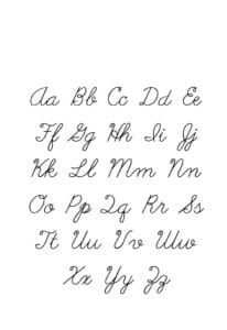 Cursive Alphabet Chart Printable - Printable Templates Hub