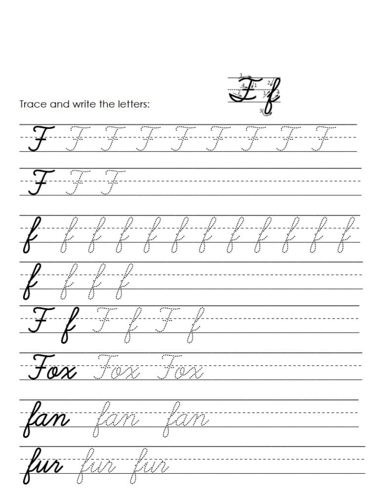 How to Write a Cursive F - Printable Templates Hub