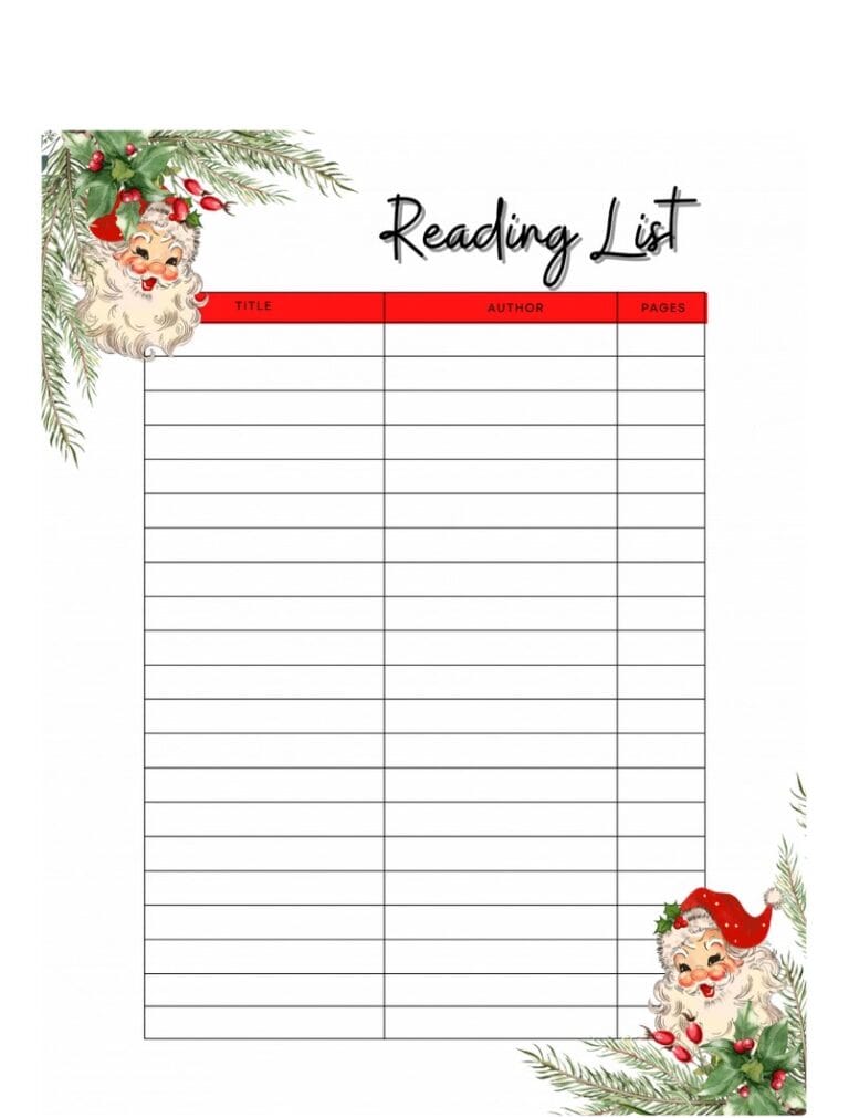 December Reading Log Printable - Printable Templates Hub