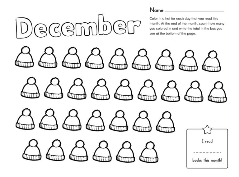 December Reading Log Printable - Printable Templates Hub