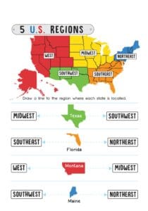 Five Regions of the United States Worksheets - Printable Templates Hub