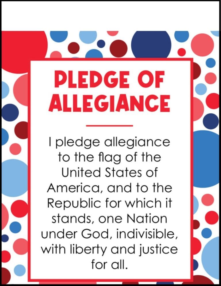 Pledge of Allegiance Words Printable - Printable Templates Hub