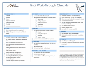 Printable Final Walk-Through Checklist - Printable Templates Hub