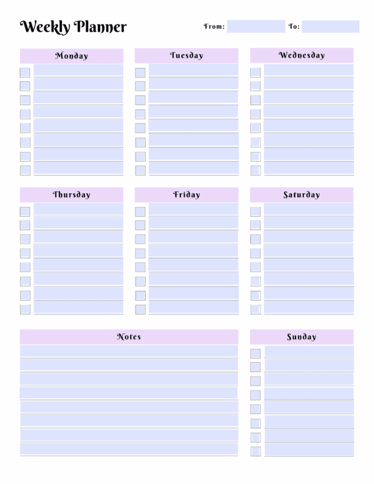 Blank Weekly Calendar Printable Free - Printable Templates Hub