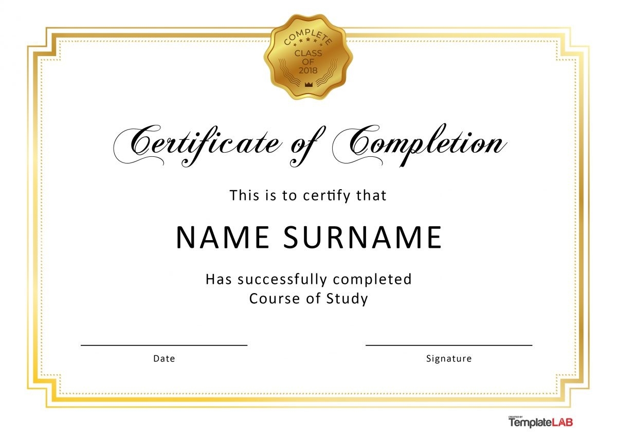 Certificate Of Completion Template Free Printable - Printable Templates Hub