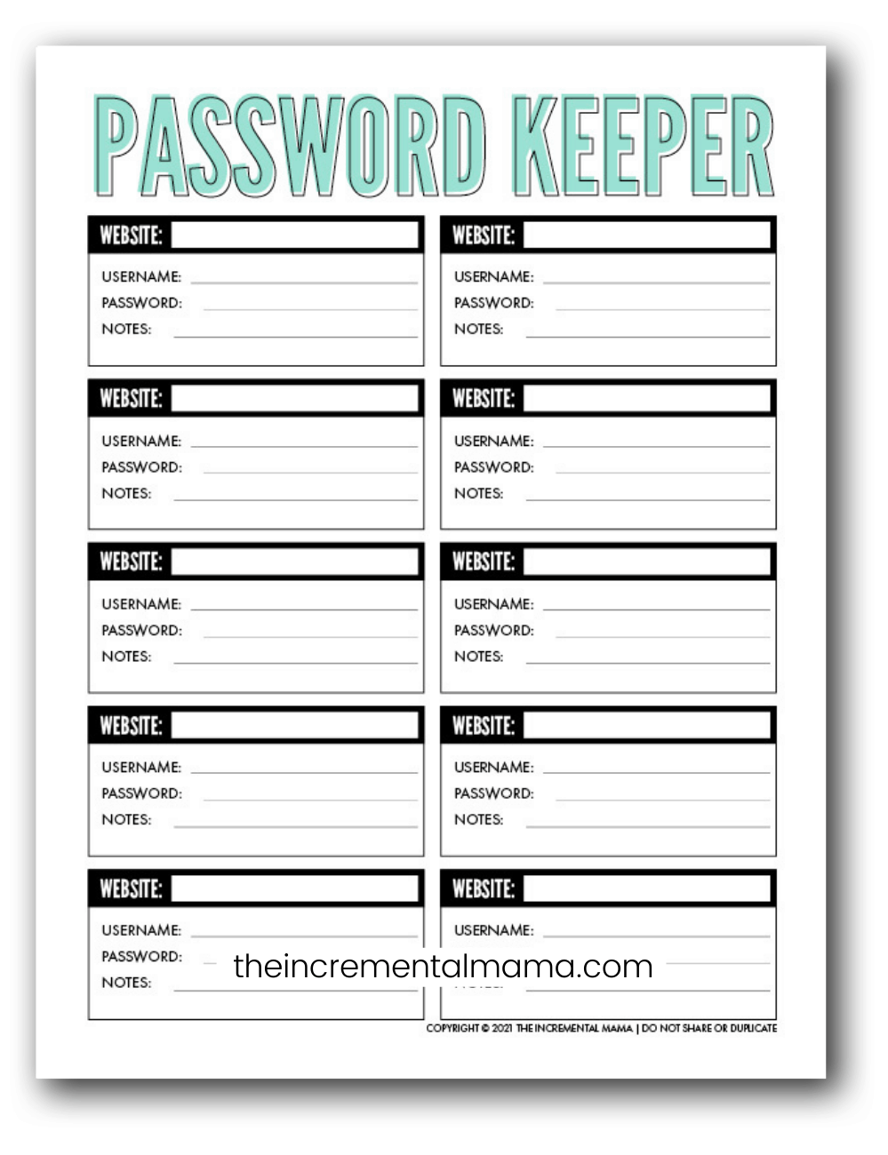 Password Tracker Template Printable - Printable Templates Hub