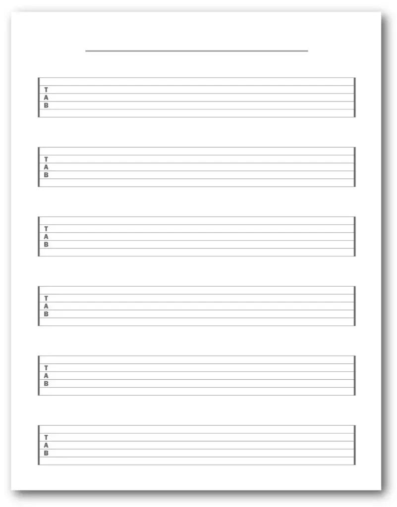 Bass Guitar Tab Paper Printable - Printable Templates Hub