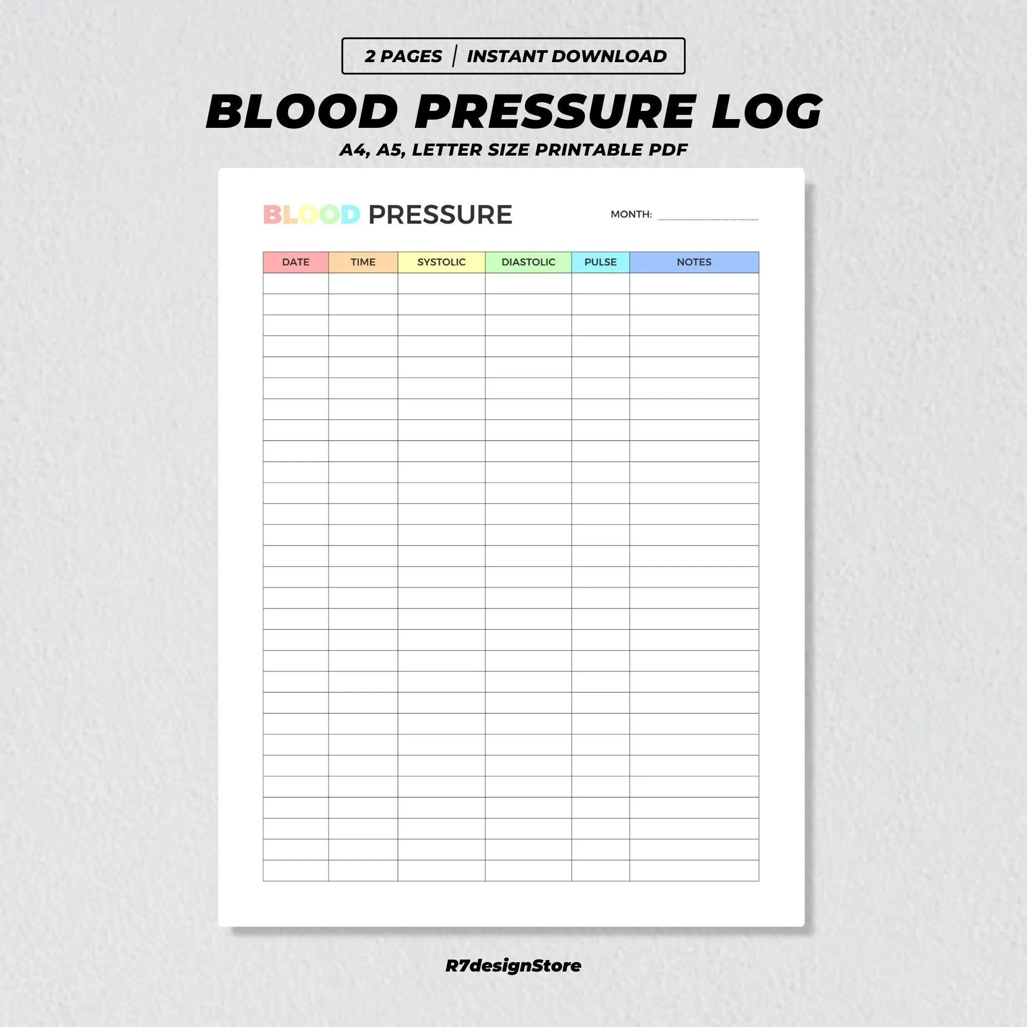 30 Day Blood Pressure Log For Doctor Visit Printable - Printable ...