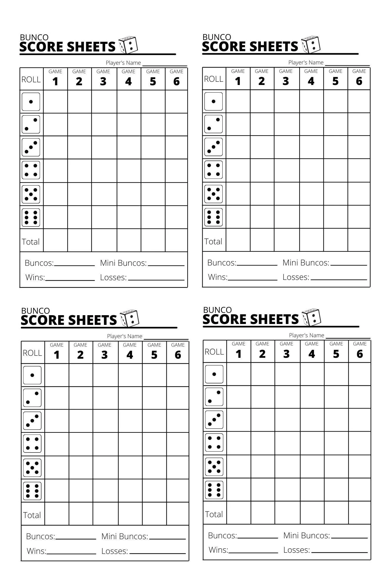 Bunco Score Sheets Printable - Printable Templates Hub