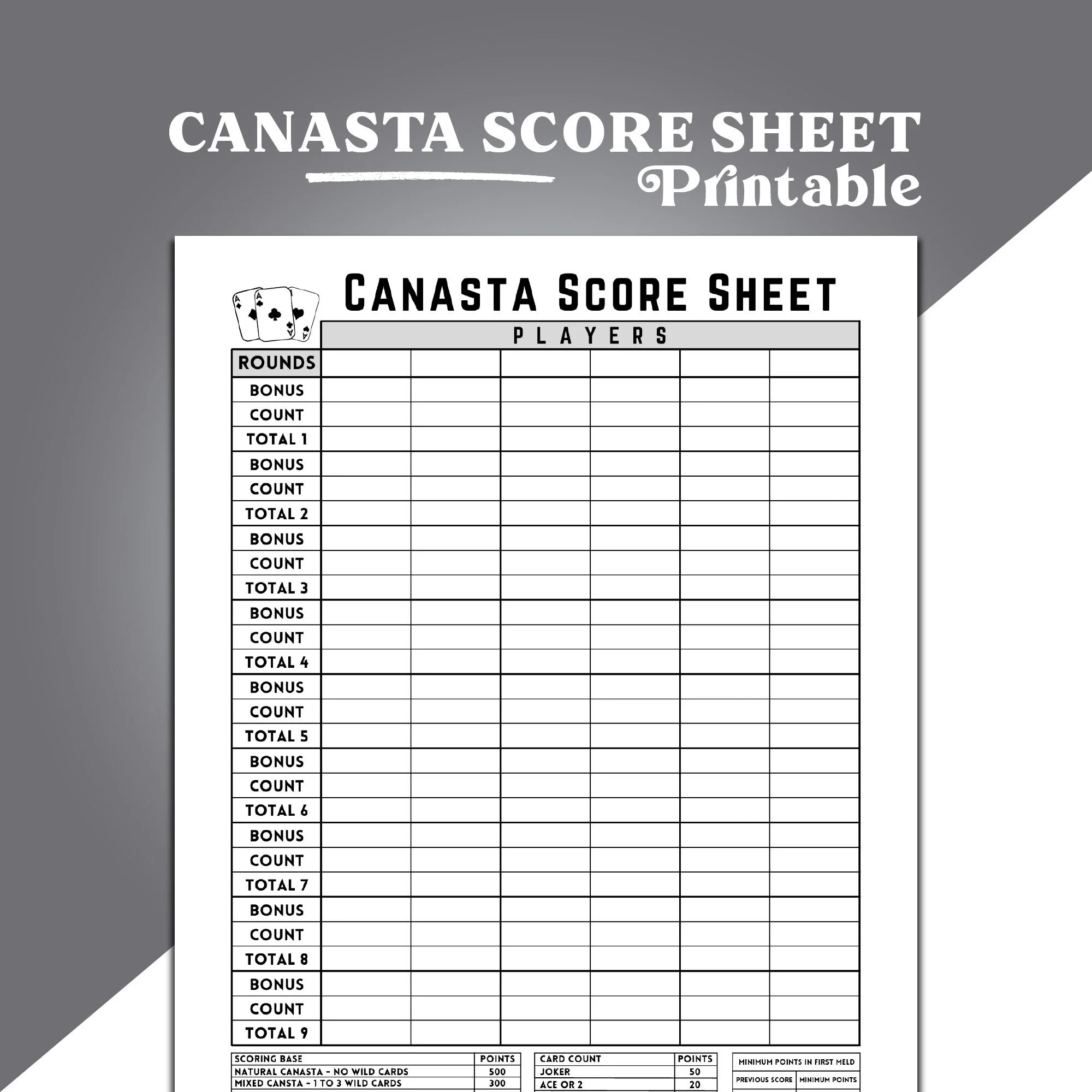 Canasta Score Sheet Template Printable - Printable Templates Hub