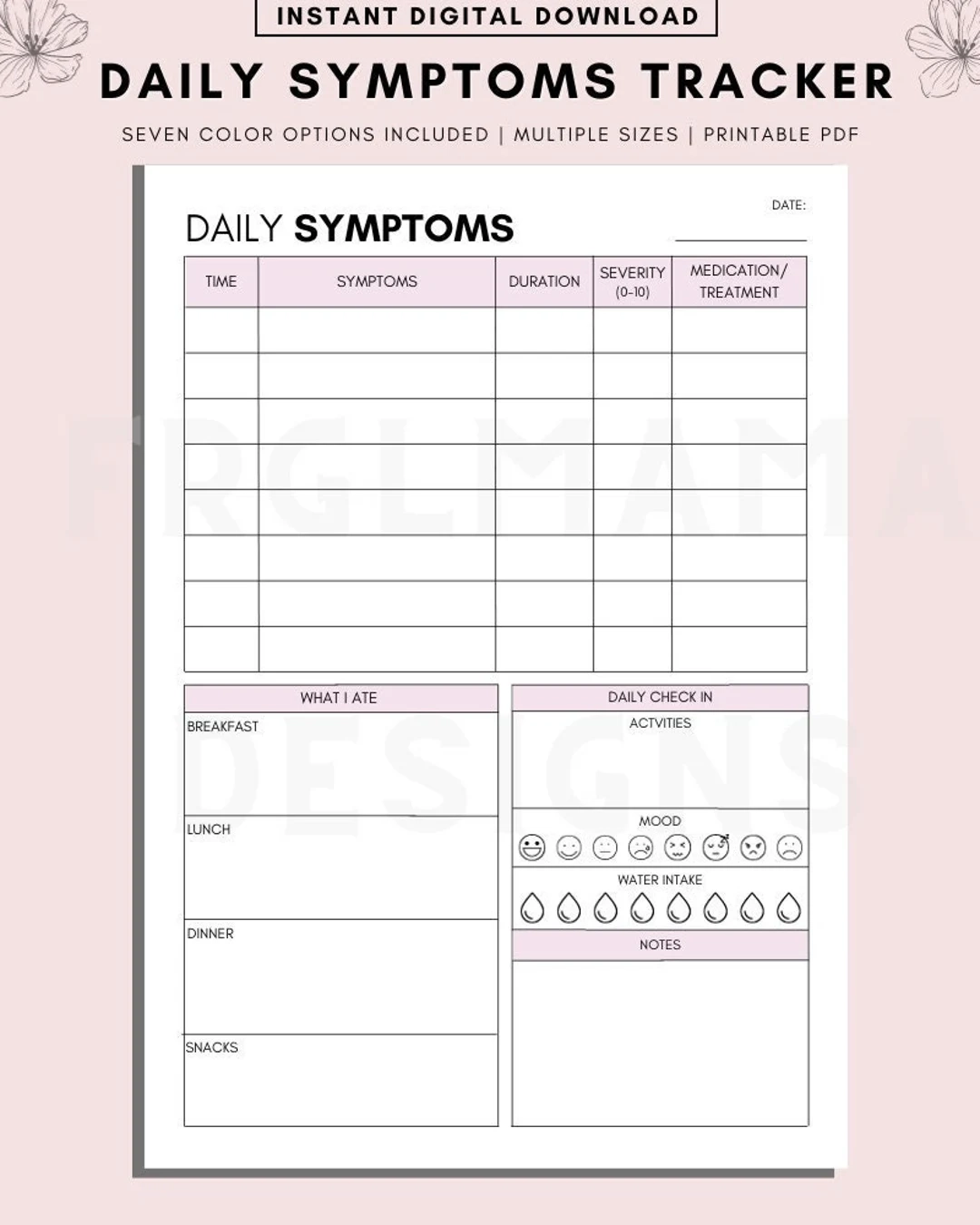 Symptom Tracker Template Printable - Printable Templates Hub