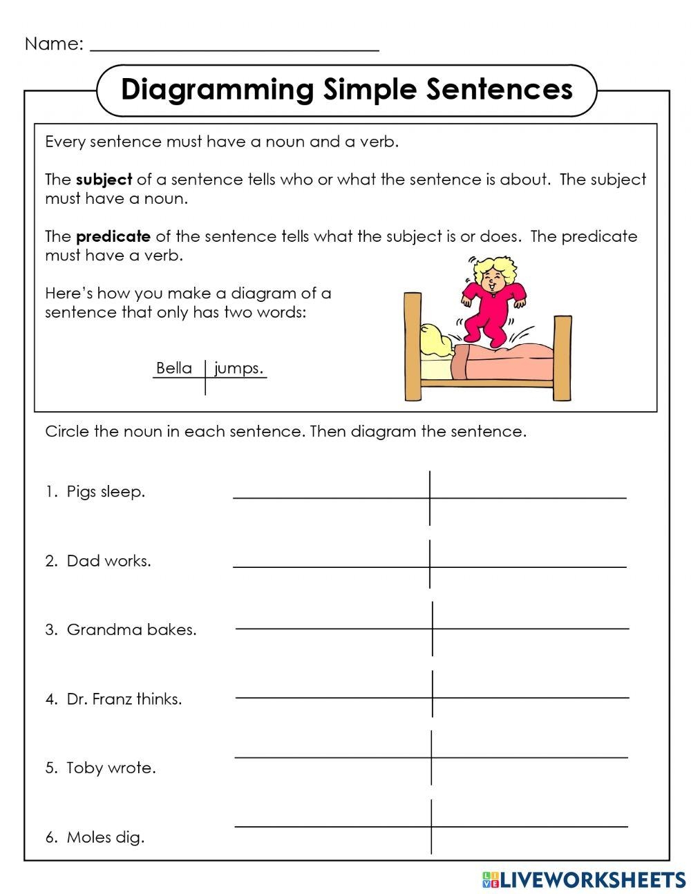 Sentence Diagramming Practice Worksheets Printable - Printable ...