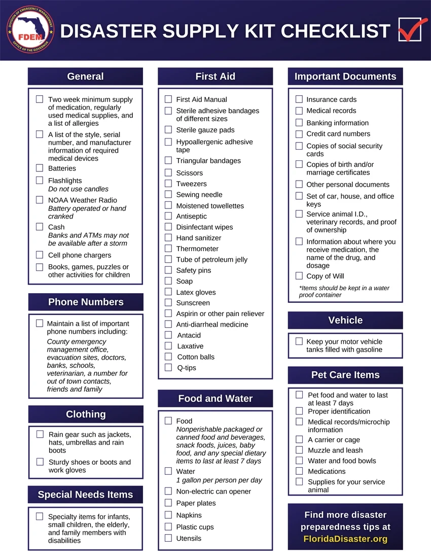 Tornado Shelter Supply List Printable - Printable Templates Hub