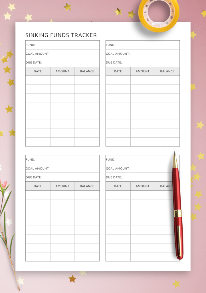 Sinking Fund Tracker Template Printable - Printable Templates Hub