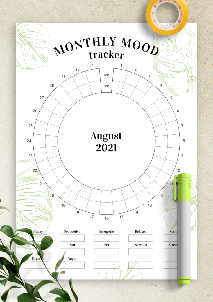 Mood Tracker Template Monthly Printable - Printable Templates Hub