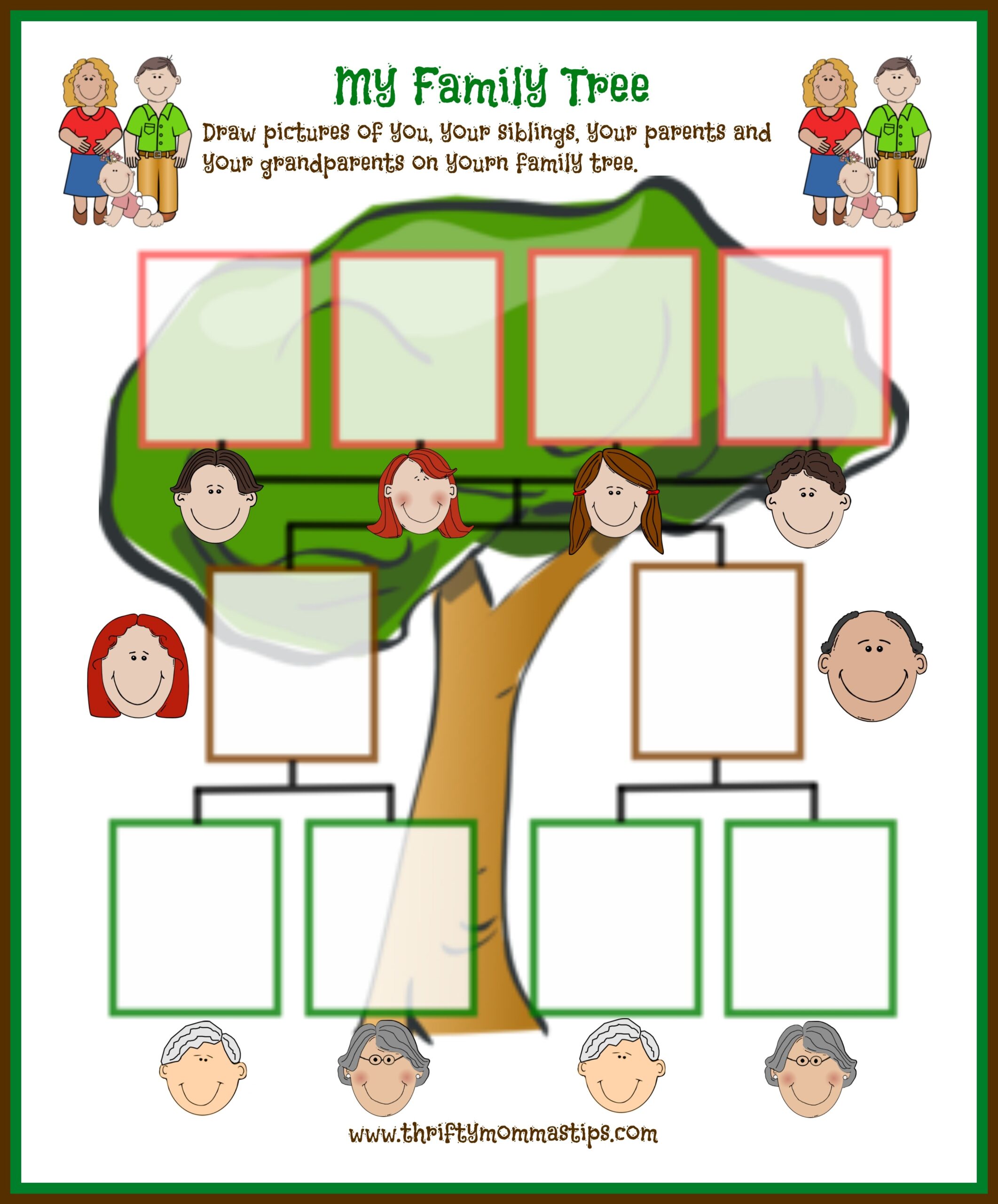 Family Tree Template For Kids Printable - Printable Templates Hub
