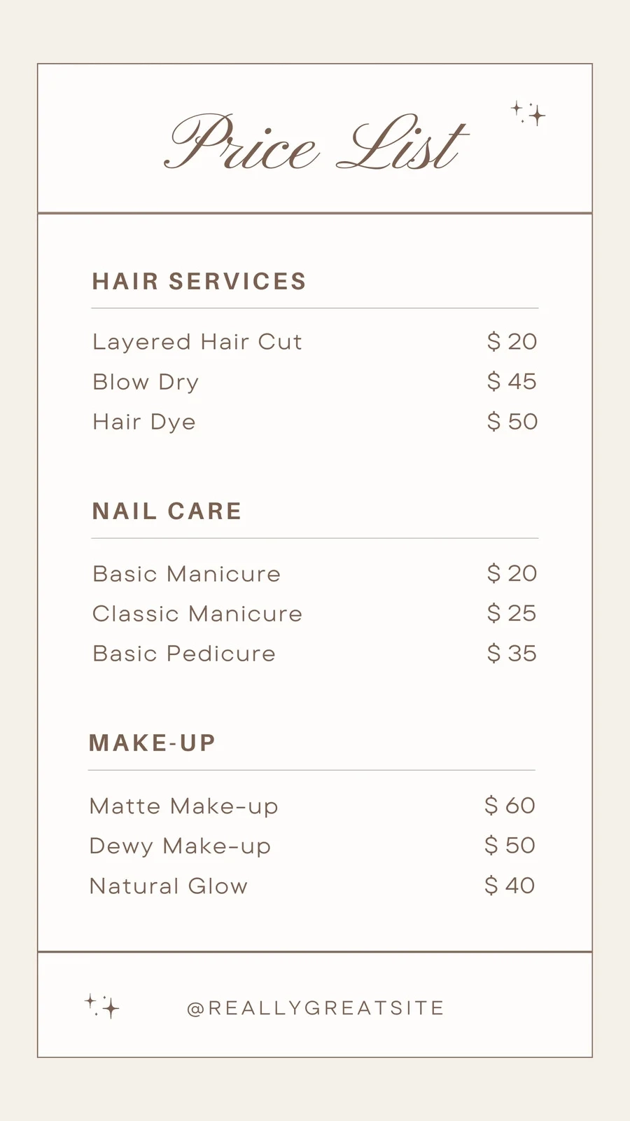 Printable Price List Template For Salon - Printable Templates Hub