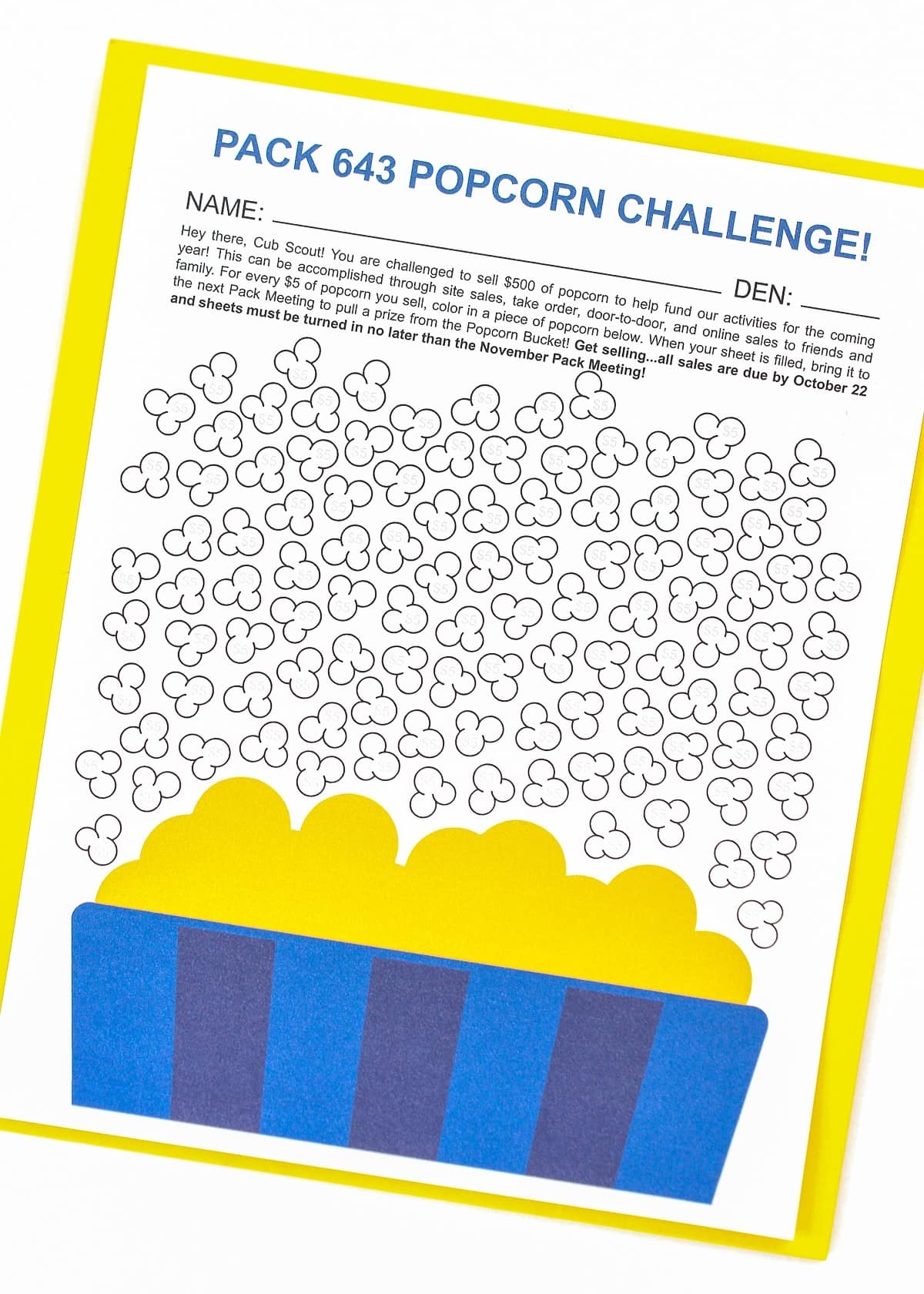 Popcorn Order Form Boy Scouts Printable - Printable Templates Hub