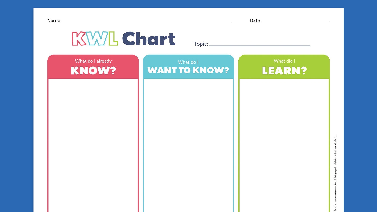 Kwl Chart Template Printable - Printable Templates Hub