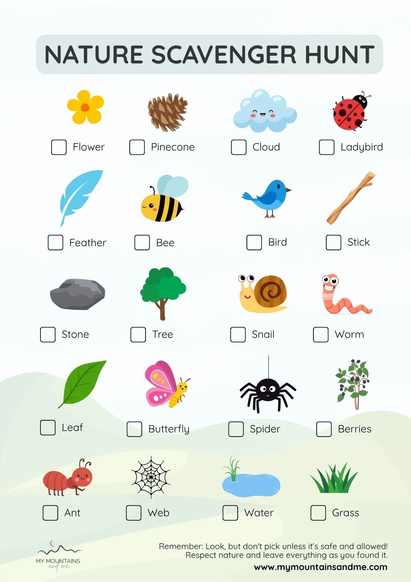 Nature Walk Checklist For Kids Printable - Printable Templates Hub