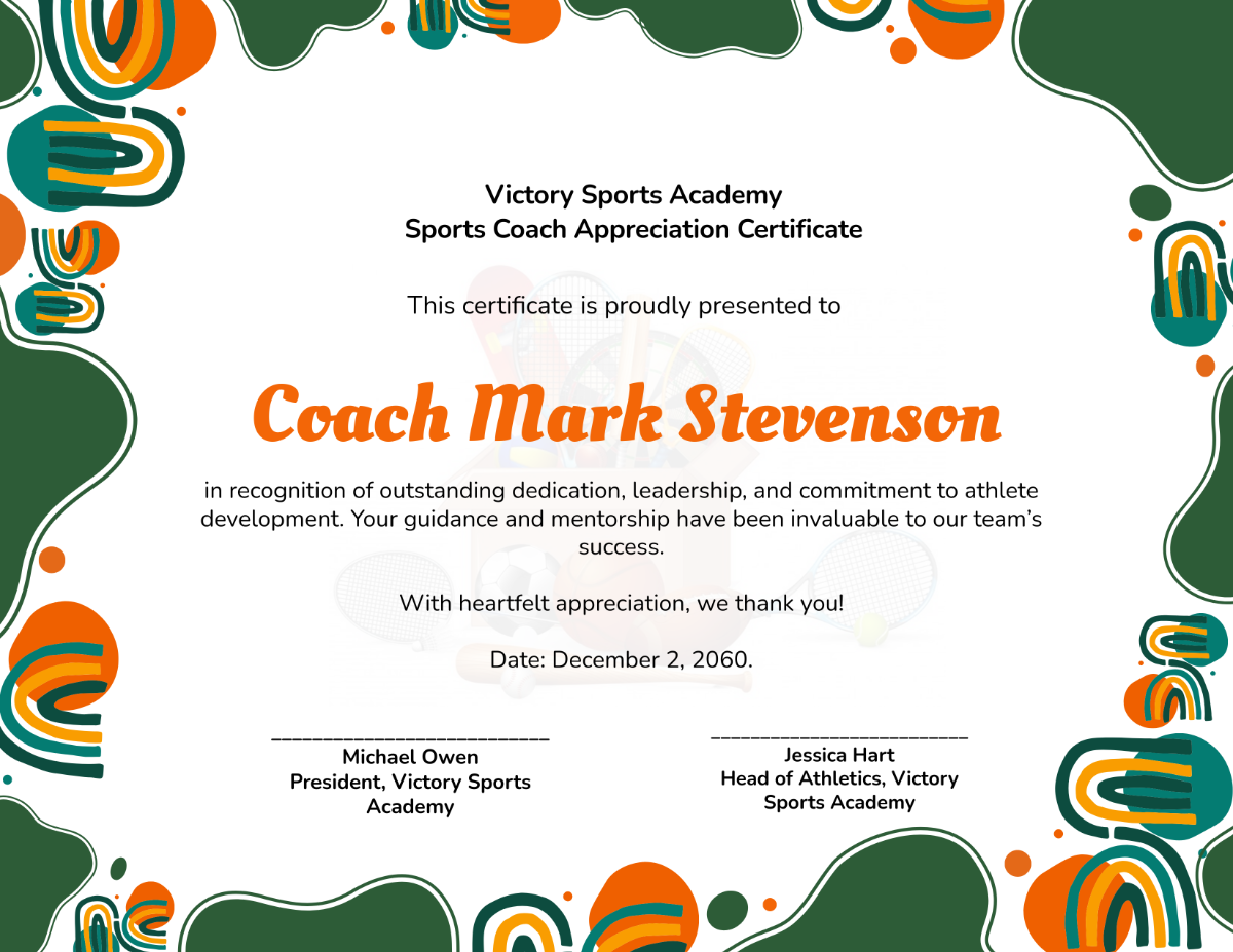 Coach Appreciation Certificate Template Printable - Printable Templates Hub