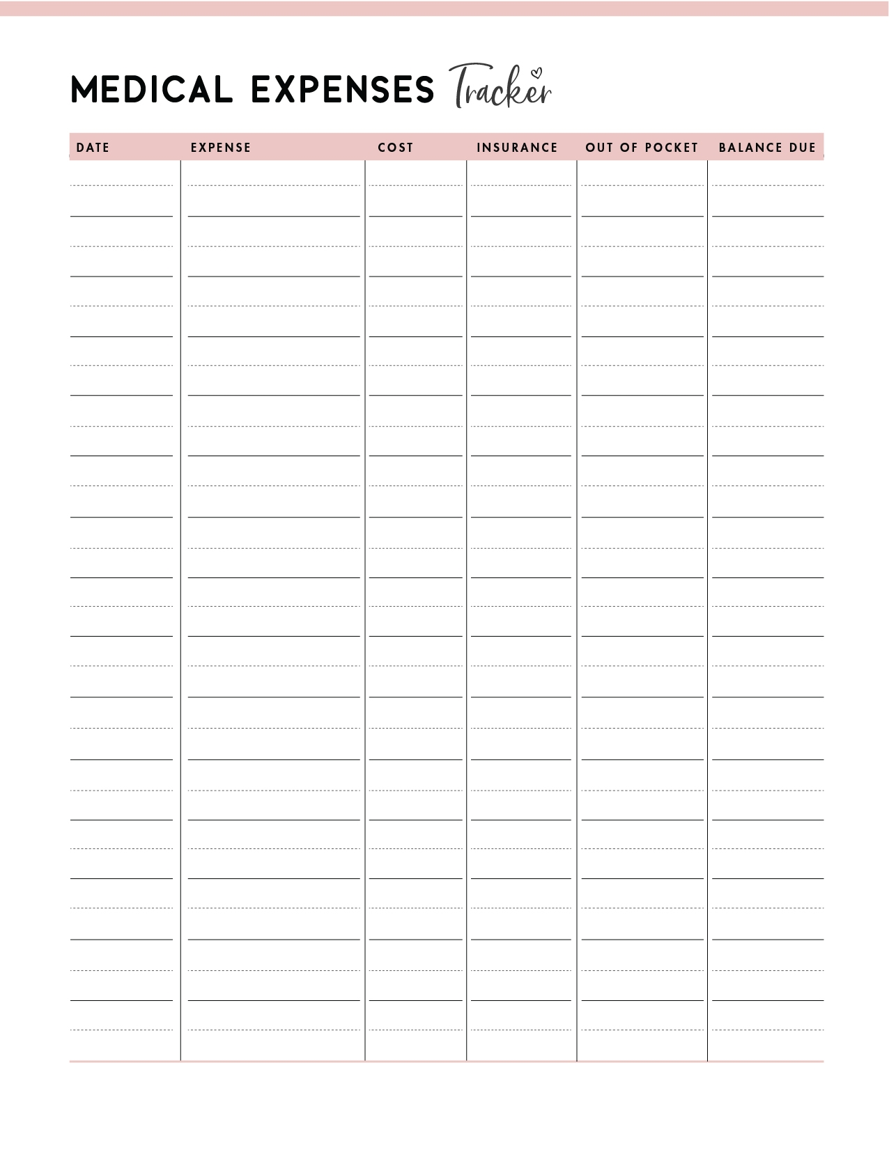 Medical Expense Log For Taxes Printable - Printable Templates Hub