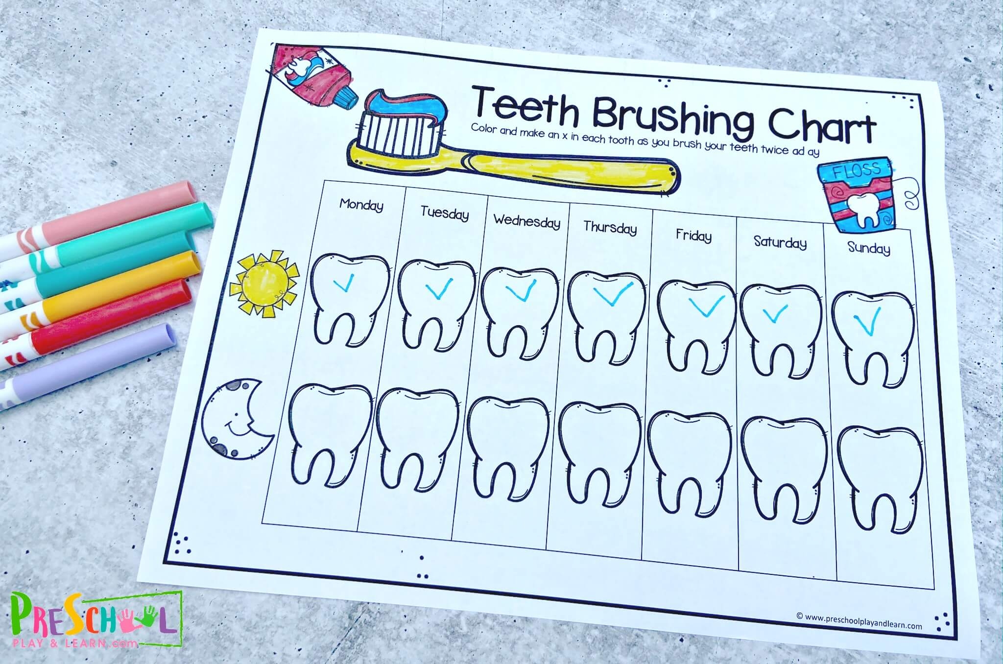 Tooth Brushing Chart Template Printable - Printable Templates Hub