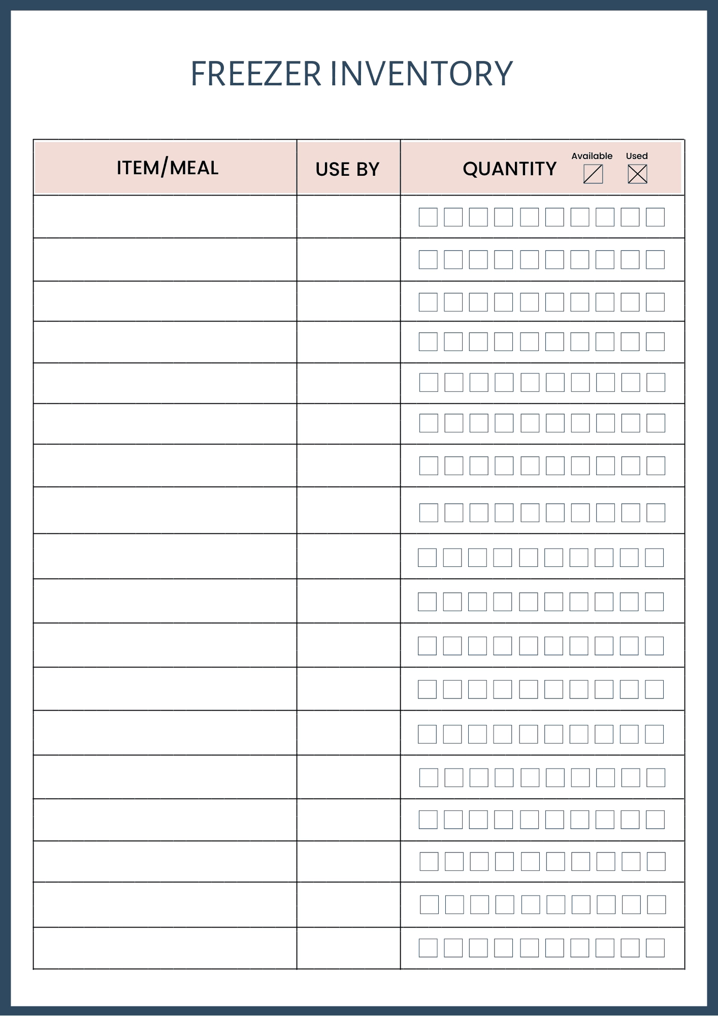 Freezer Meal Inventory Printable - Printable Templates Hub