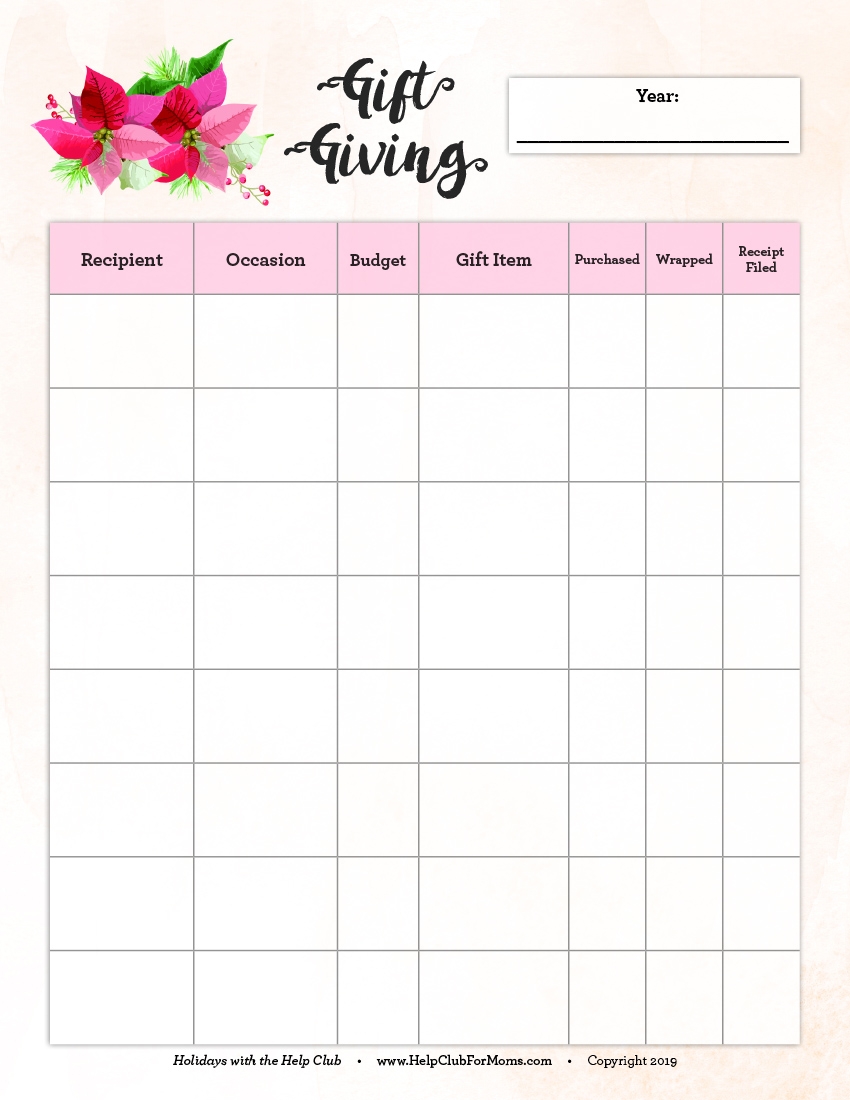 Gift Giving Budget Tracker Printable - Printable Templates Hub