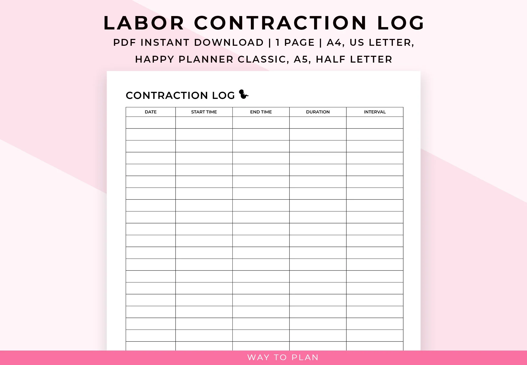 Contraction Timer Log Template Printable - Printable Templates Hub