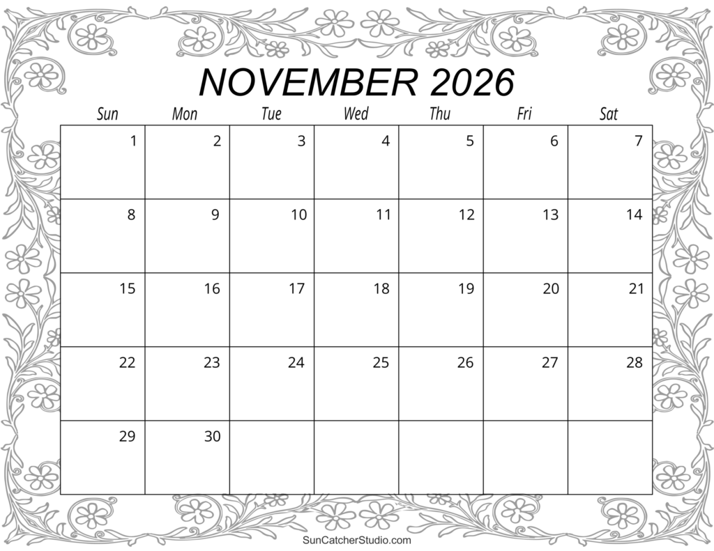 Free Printable November 2026 Calendar - Printable Templates Hub