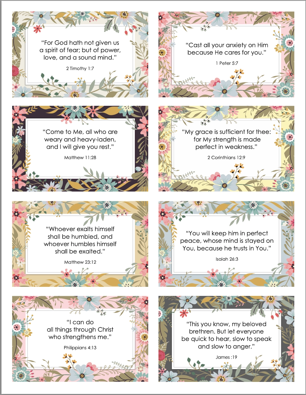 Scripture Memory Cards Printable - Printable Templates Hub