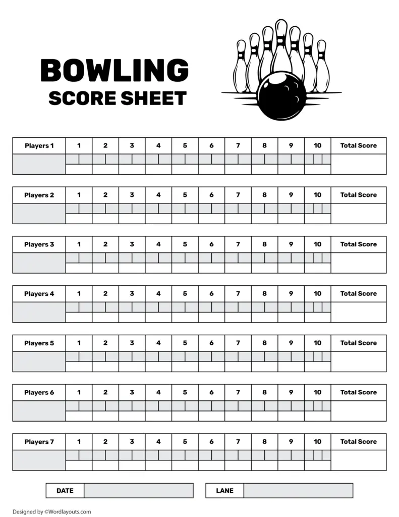 Bowling Score Sheet Template Printable - Printable Templates Hub