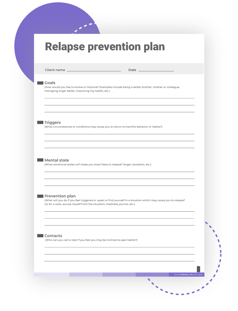 Relapse Prevention Plan Printable - Printable Templates Hub