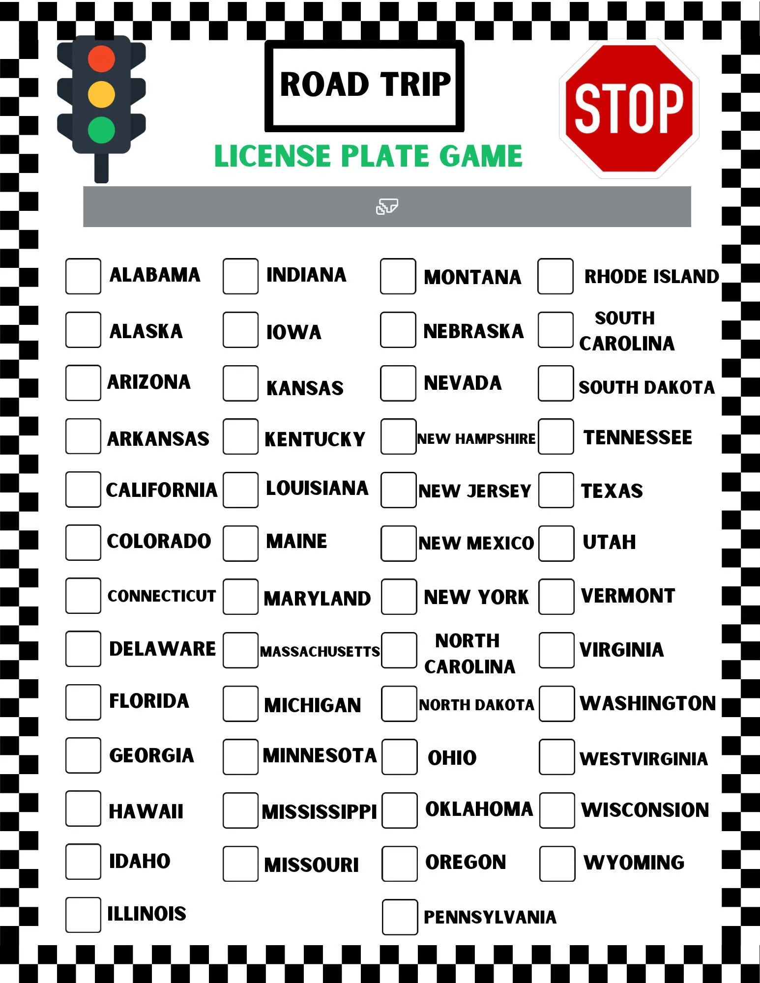 License Plate Game Printable - Printable Templates Hub
