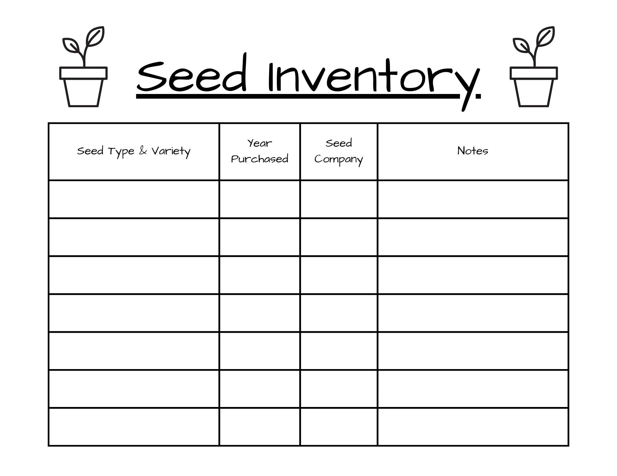 Seed Inventory List Printable - Printable Templates Hub