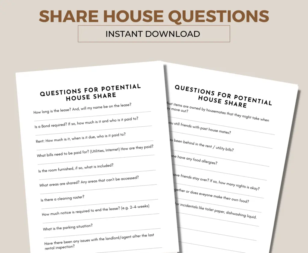 Roommate Interview Questions Template Printable - Printable Templates Hub